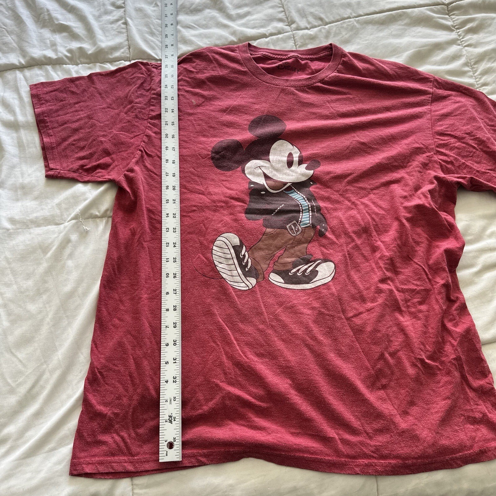 Disney Mickey Mouse Classic T-Shirt for Adults Greaser Red Faded Size ...