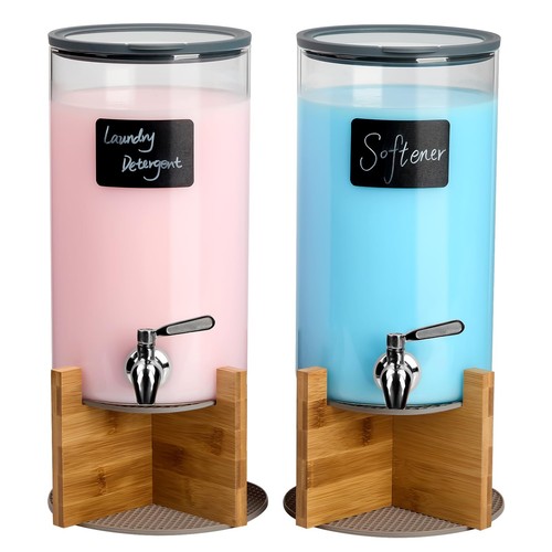 Glass Laundry Detergent Dispenser with Holder,1.1 Gallon Laundry Liquid ...