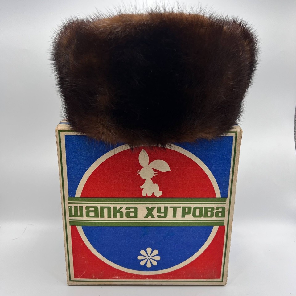 Vintage Mink Fur Ushanka Men’s Winter Hat Soviet Style with Box Ukraine ...