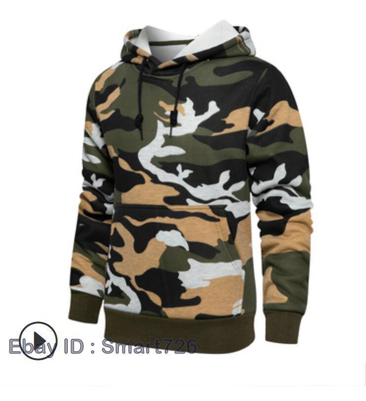Men Hooded Cotton Camouflage Casual Jacket Parka Army Pullover Pocket ...