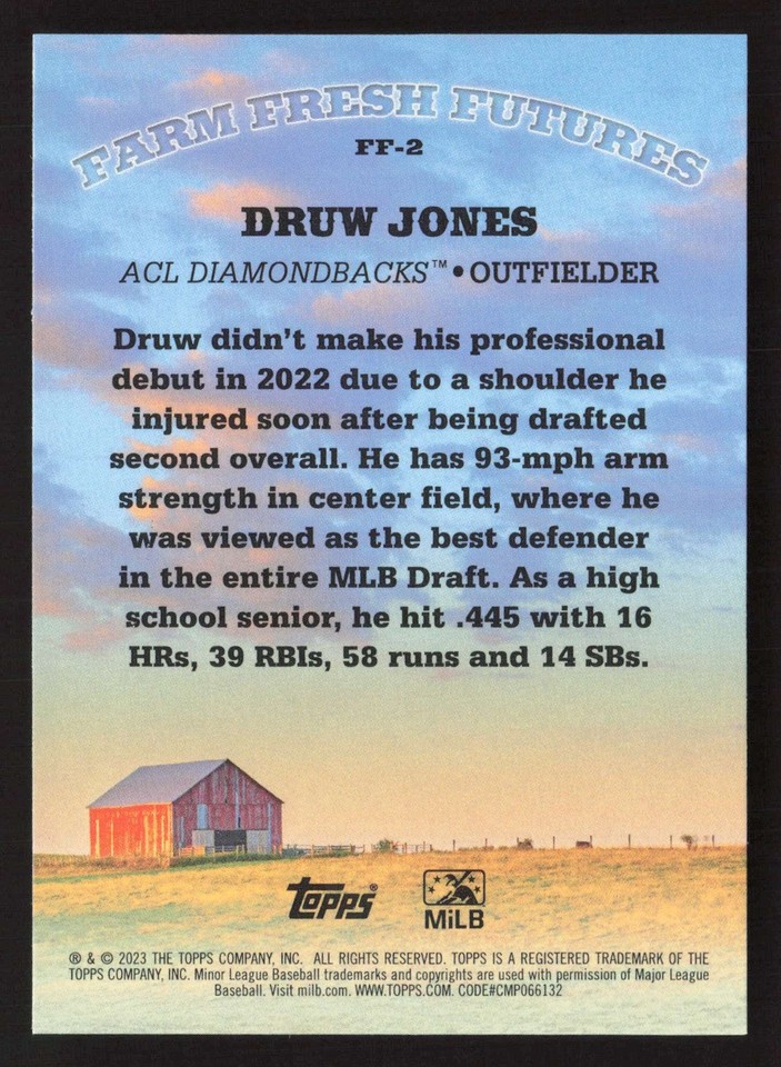 Druw Jones 2023 Topps Pro Debut Farm Fresh Futures #FF-2 b {1018 | eBay