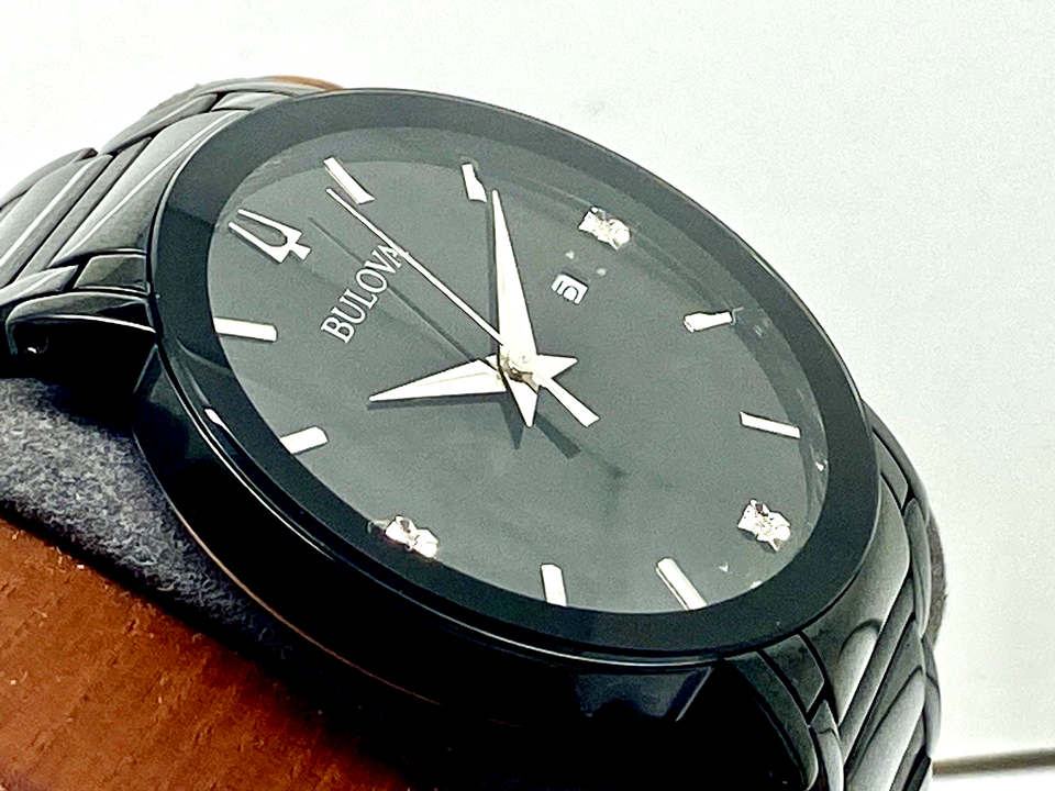 Bulova Men's Watch 98D144 Futuro Modern Diamonds Black 42mm Small ...