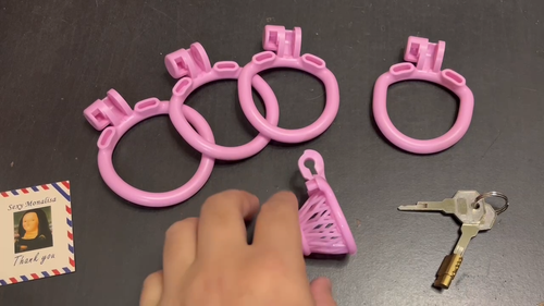 Resin Male Chastity Device Inverted Cage for Men Pink Black Lock White ...