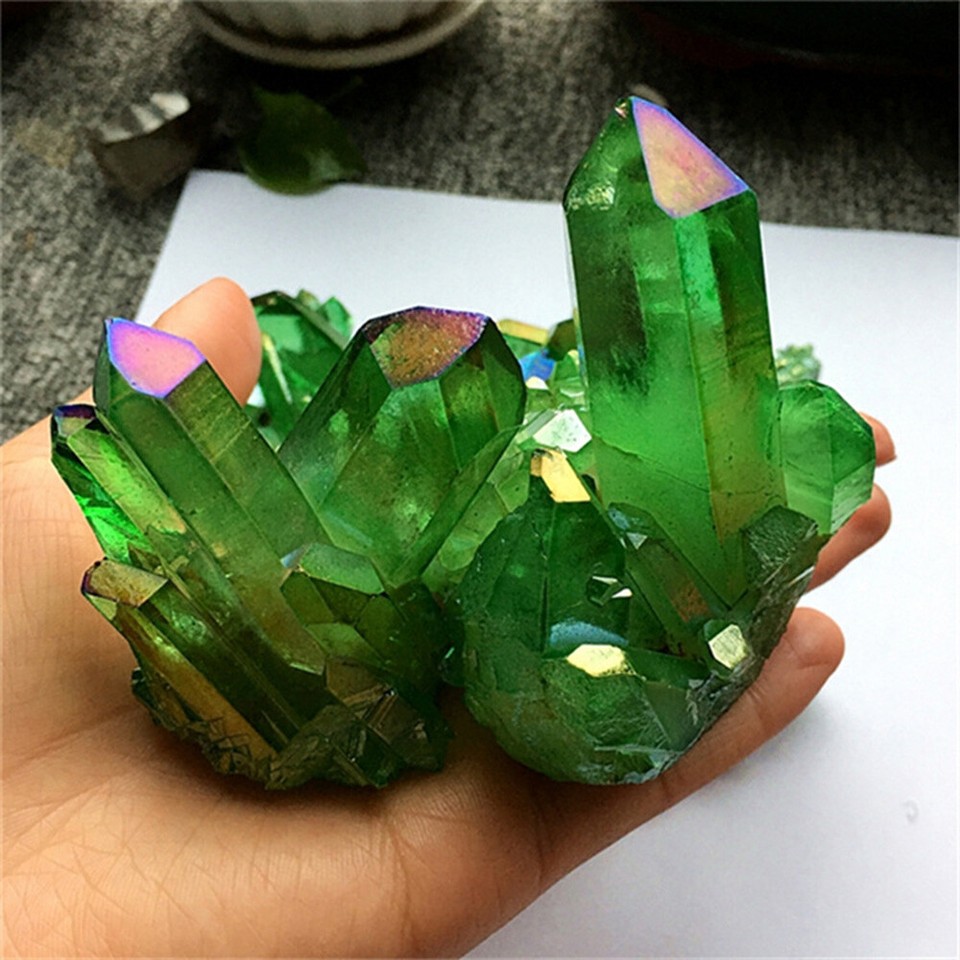 1pc Natural Green Crystal Cluster Quartz Crystal Gem Stone Healing ...