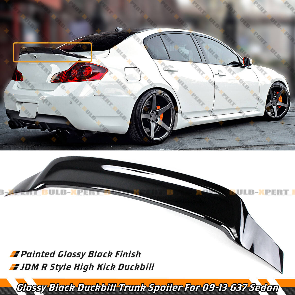R STYLE GLOSS BLACK HIGHKICK DUCKBILL TRUNK SPOILER FOR 09-13 INFINITI ...