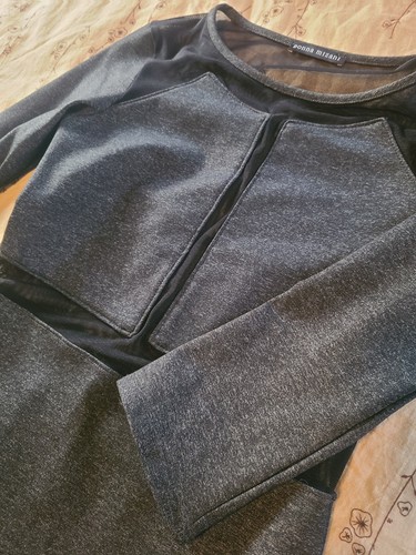 New Donna Mizani Gray Stretch Long Sleeve Dress | eBay