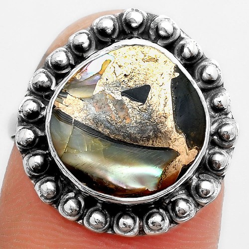 Natural Copper Abalone Shell 925 Sterling Silver Ring s.7.5 Jewelry R ...