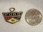 FORD VINTAGE 1950'S CREST LOGO METAL KEY FOB ORIGINAL RED WHITE BLUE ...