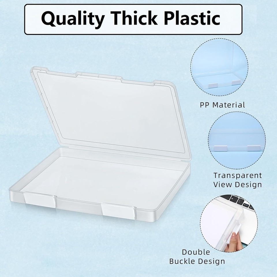 4 Pack A4 File Box,Clear Plastic Document Storage Box,for 8.5inch X ...