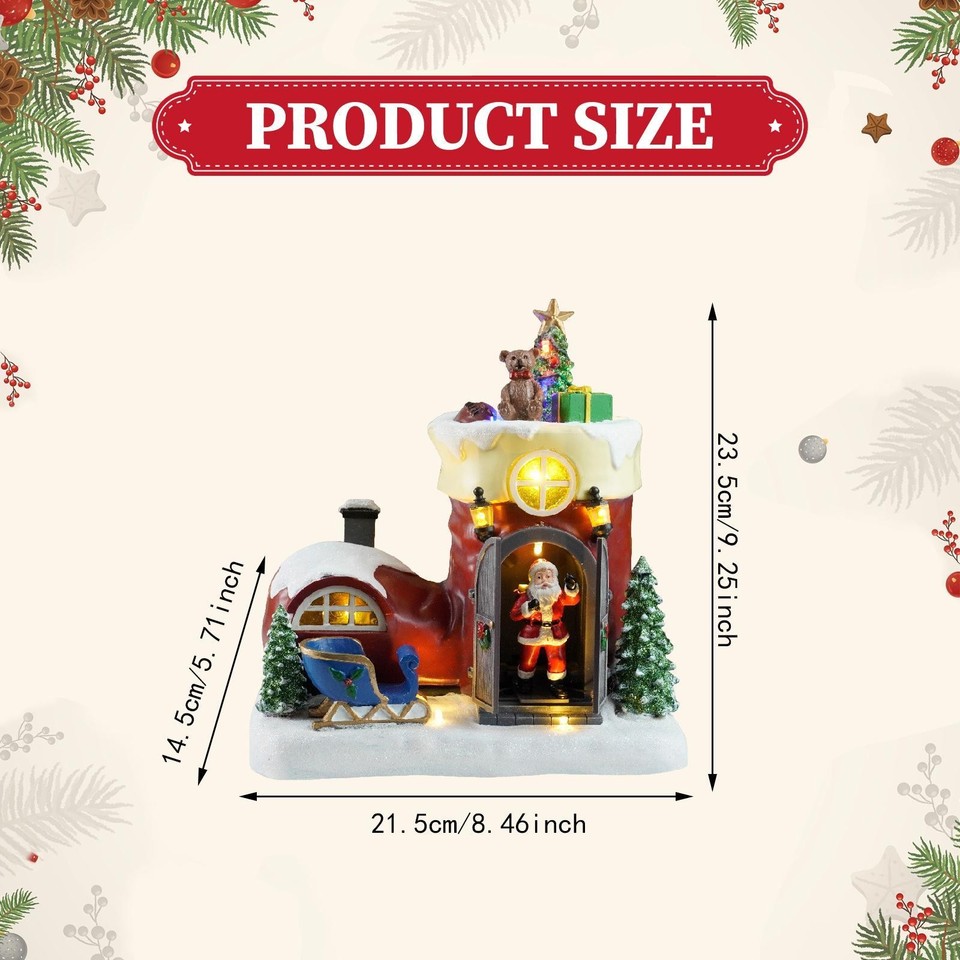 Christmas Snow House Music Box Xmas Scene House Light up Xmas Ornament ...