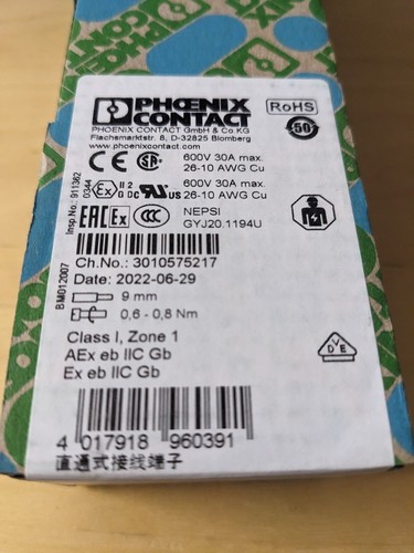 50-Pack Blocks PHOENIX CONTACT UT4 UT-4 Feed-Through Terminal Block ...