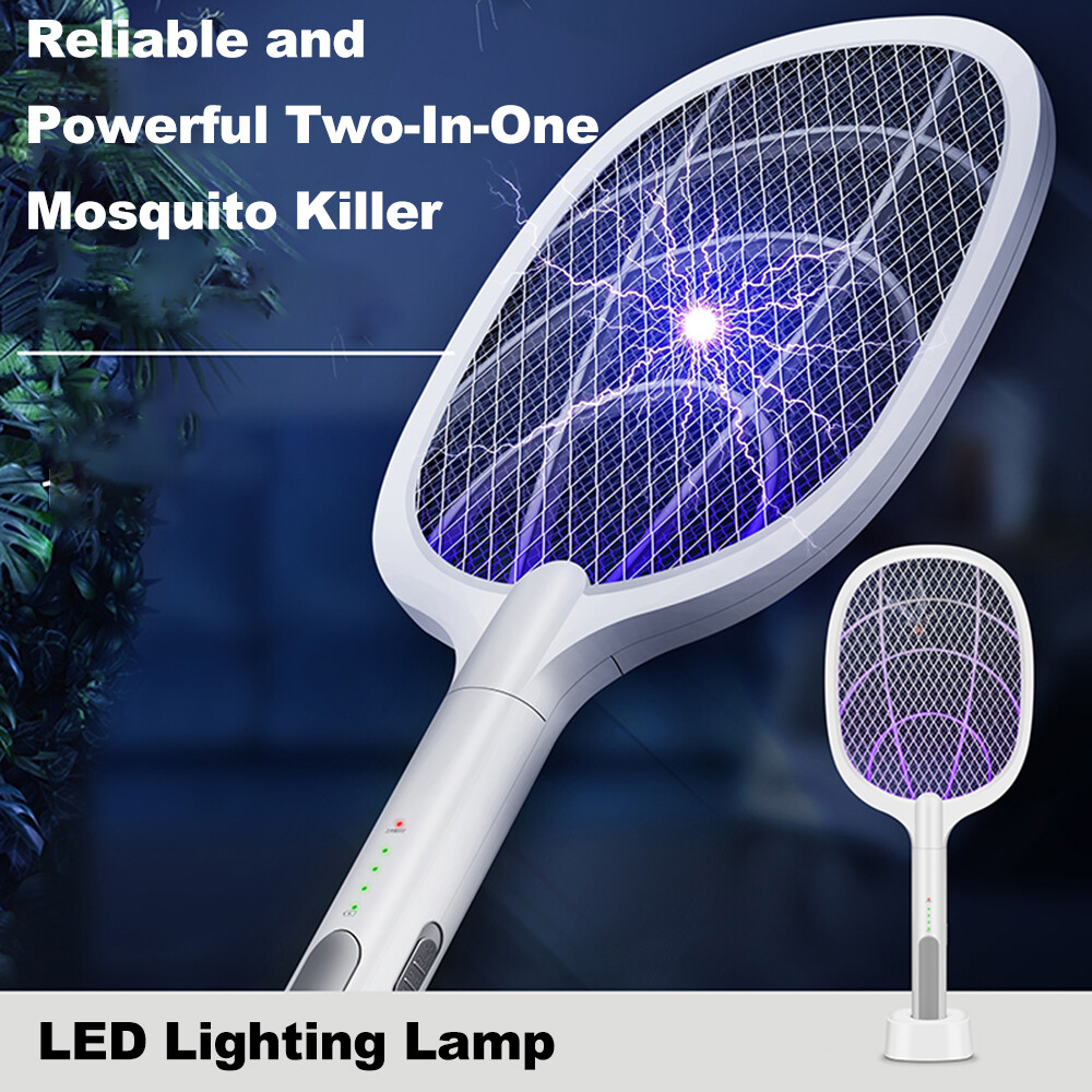 2 In1 Electric Bug Zapper Racket Mosquito Killer Fruit Fly Swatter Zap ...