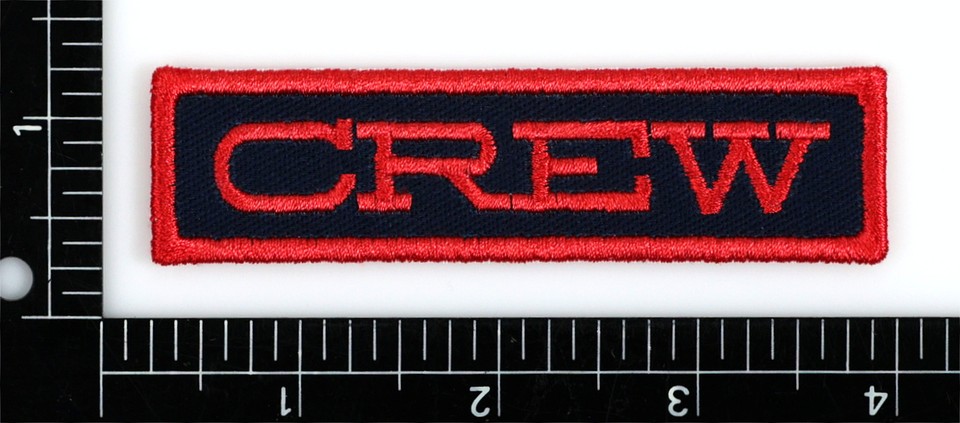 Crew Embroidered Patch Black/Red Iron-On Sew-On Jacket Shirt Bag Hat ...