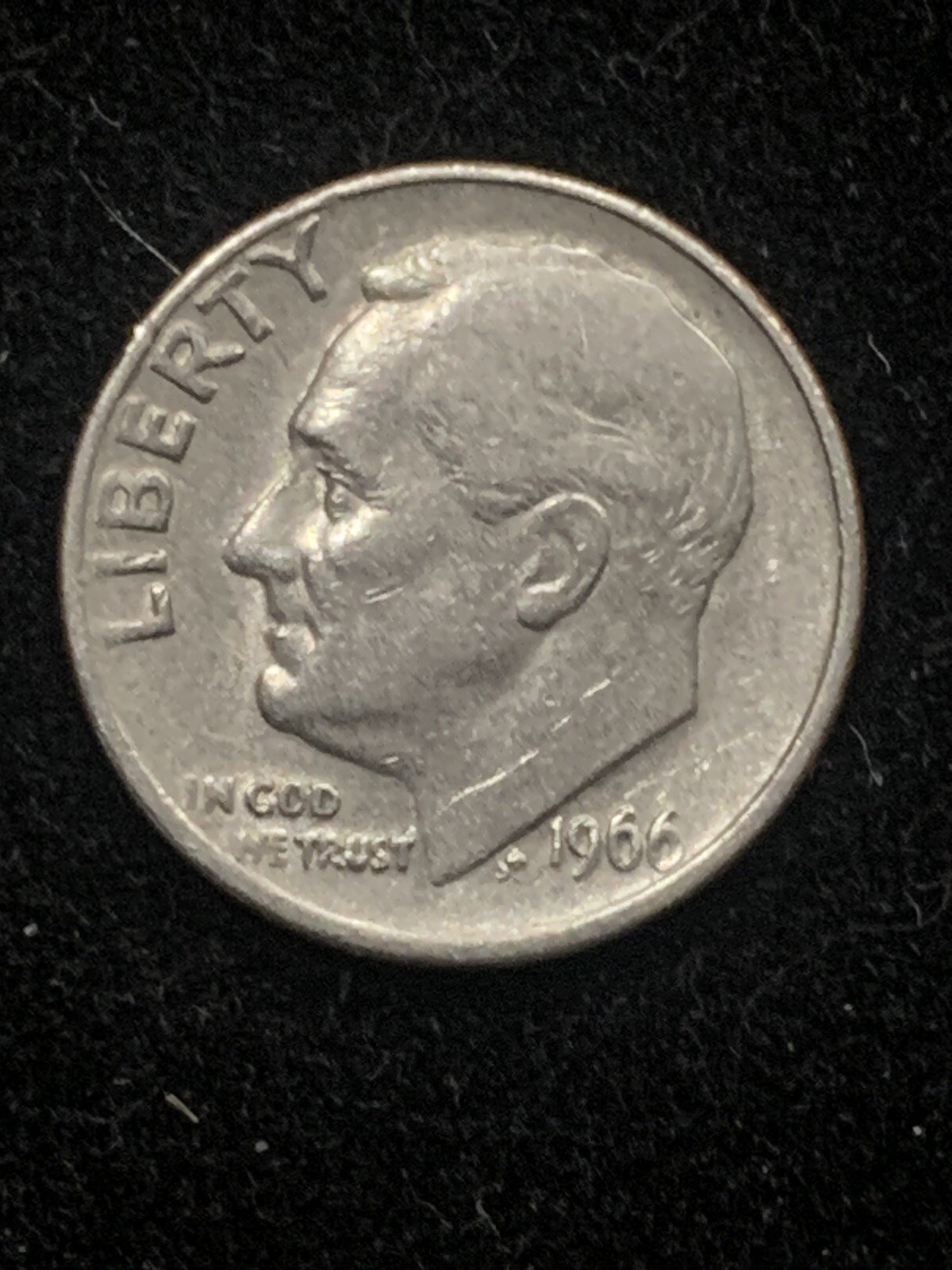 1966 Roosevelt dime no mint mark, Distorted Lettering/errors Thru Out ...