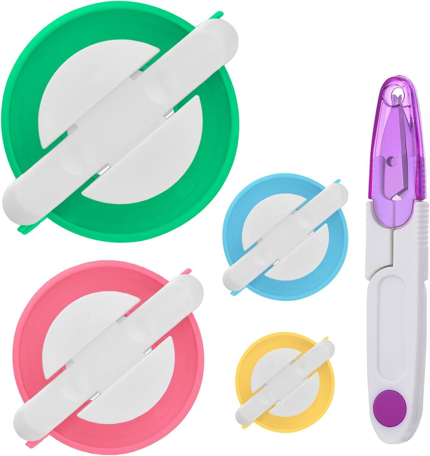 TOODOO Pom-pom Maker, 4 Different Sizes Pompom Maker Fluff Ball Color ...