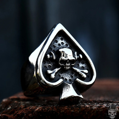 Sculpt Rings™ Spades Poker Card Skull Ring - Premium Stainless Steel ...
