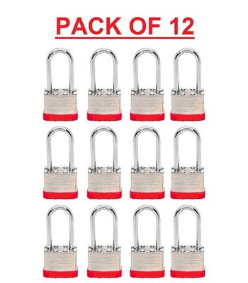 PADLOCKS BOX of 12!! LONG SHACKLE (1 7/8") Laminated Steel Keyed Alike ...