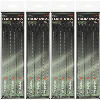 24 x Hair Rigs Barbless Size 6 NGT Carp fishing Tackle 12lb Braid 14 ...