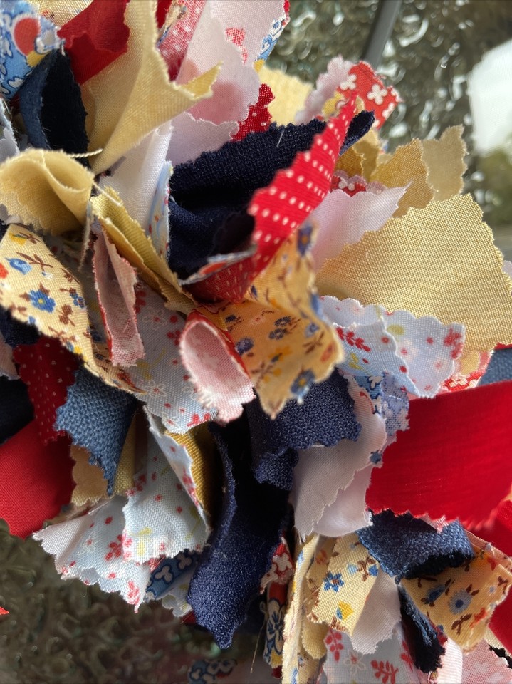 Handmade Rag Wreath 16-inch Round Farmhouse Country Patriotic "Billie ...