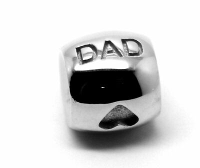 Kaedesigns Sterling Silver Solid Dad Bead for Bracelet or Necklace ...