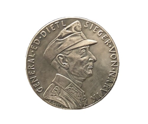 Sammler-Münze „General Ed Dietl-Sieger von Narvik“ WWII, Wehrmacht ...