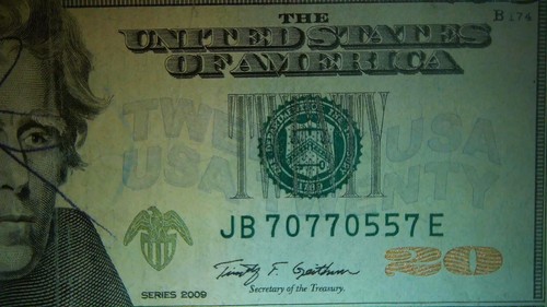 2009 $20 Twenty Dollar Trinary Note w/ 4 of a kind & 2 Pair JB70770557E ...