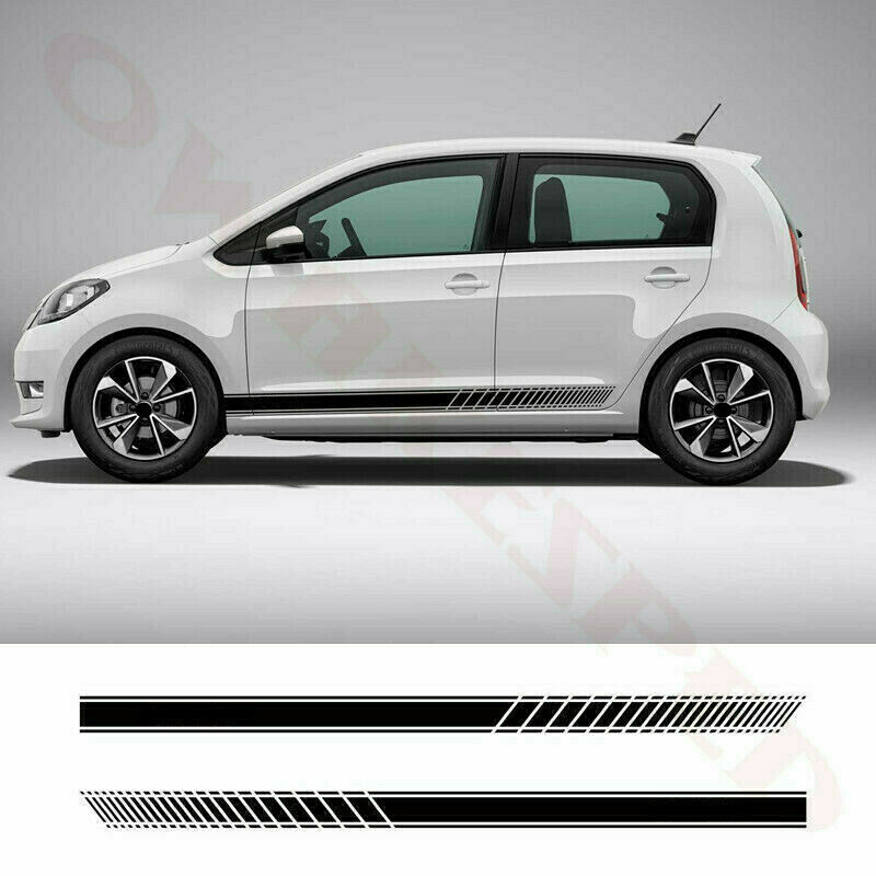 2pcs Racing Sport Stripes Car Door Side Skirt Stickers For Skoda CITIGO ...