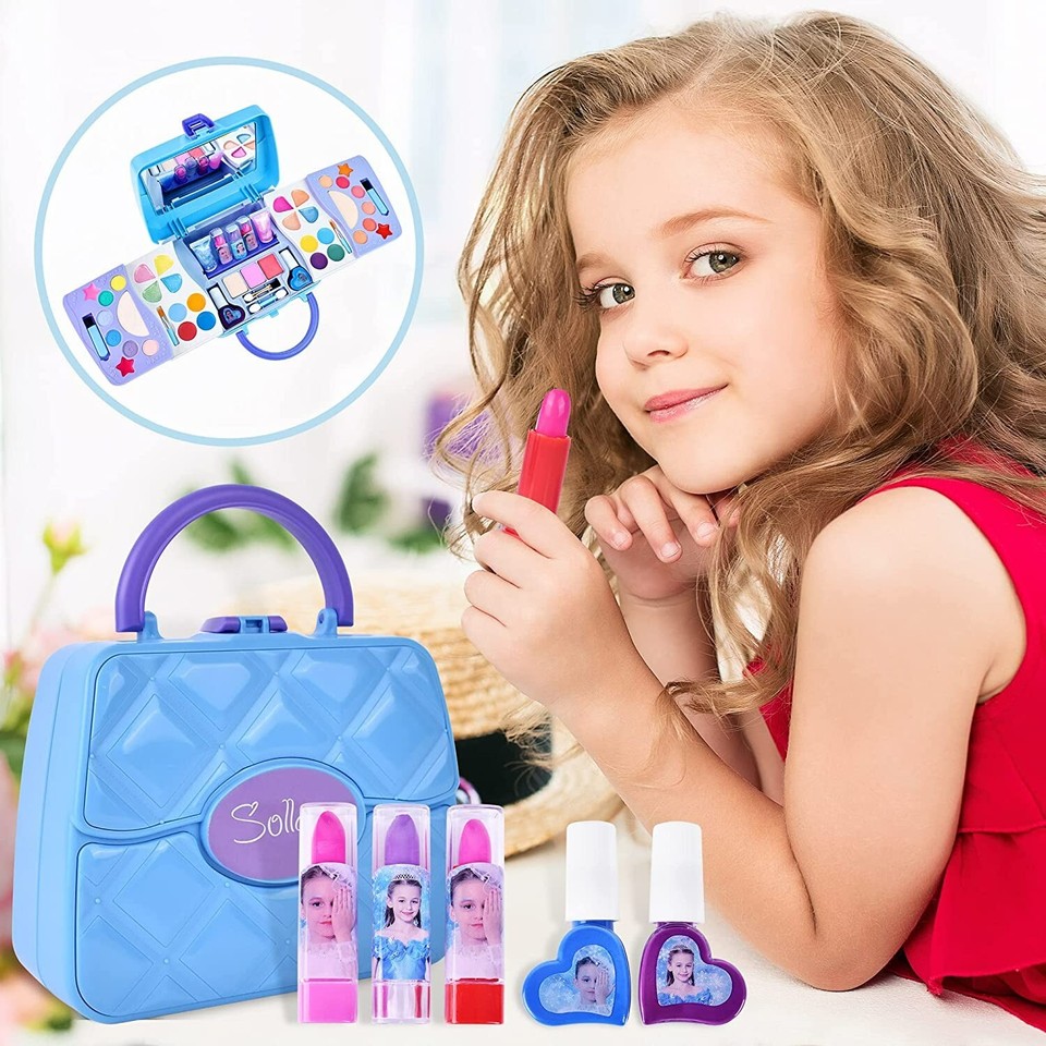 48 PCS Real Makeup Set for Girls Fold Out Makeup Palette Washable Non ...