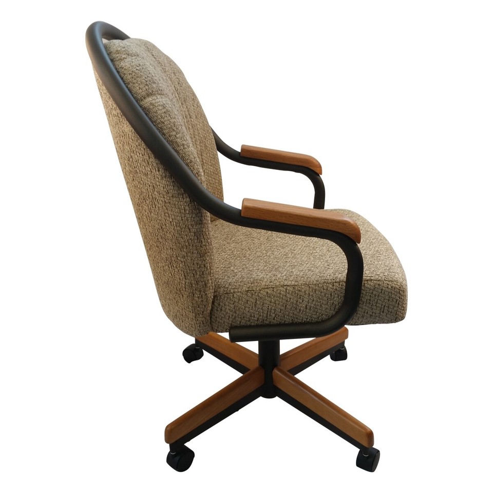 Dining Swivel-Tilt Caster Arm Chair Armchair in Mocha/Cream & Wheat ...