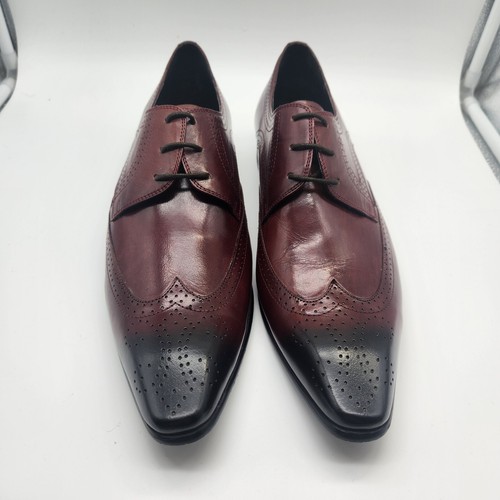 Woufo Mens 12 Burgundy Wingtip Oxfords Lace Up Dress Shoes | eBay