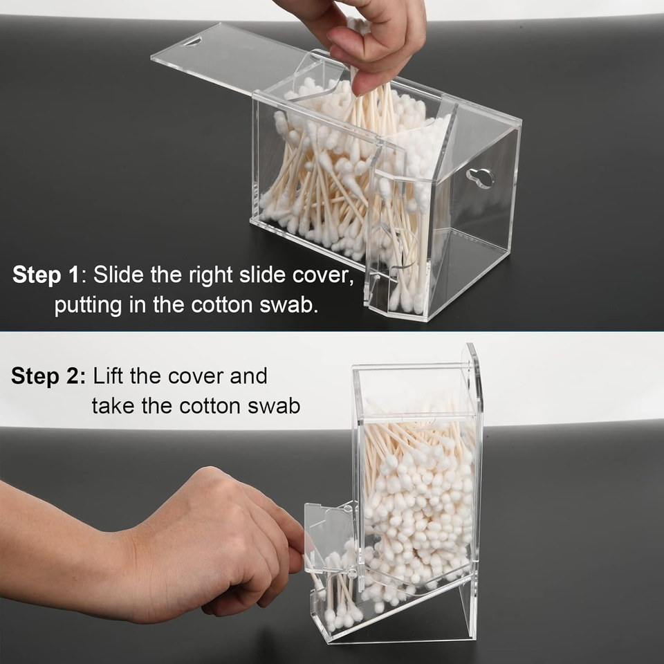 Qtip Dispenser Cotton Swab Holder, Large Acrylic Q Tip Dispenser ...