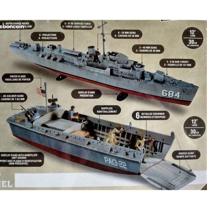 Lindberg 440 WW2 LCVP Landing Craft 1/32 + USS Delong Destroyer 1/300 ...