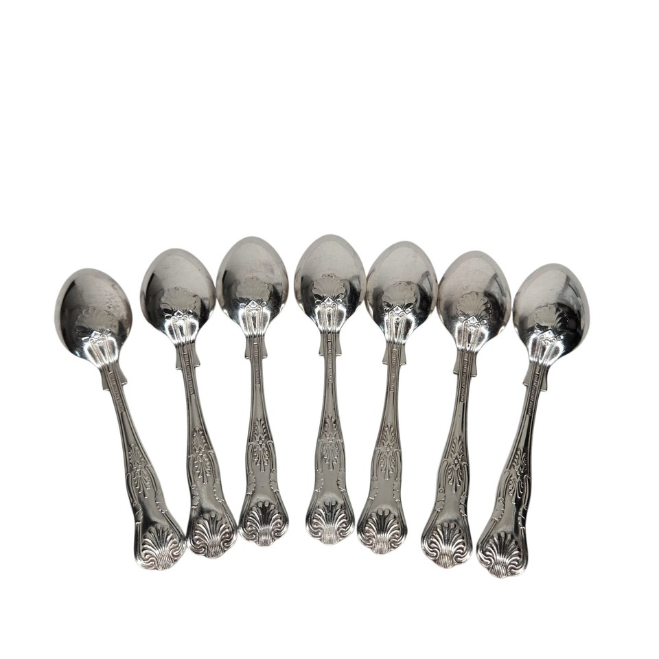 Set Of 7 Sheffield Kings Pattern Silverplate 5 O'clock Teaspoons 5 3/8 ...