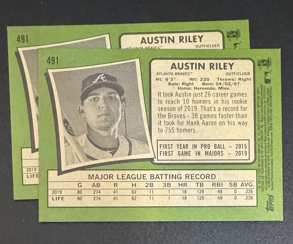 (2) Austin Riley 2020 Topps Heritage SP #491 Lot - Atlanta Braves | eBay