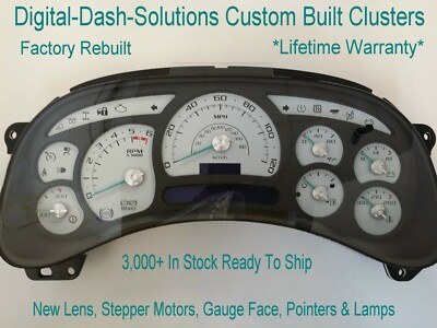 03 04 05 06 CHEVY SILVERADO CLUSTER WHITE CUSTOM GAUGE FACTORY REMAN ...