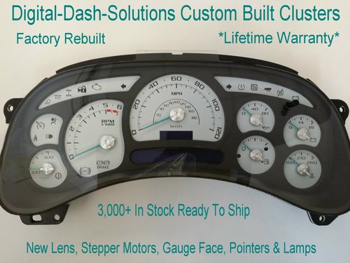 03 04 05 06 CHEVY SILVERADO CLUSTER WHITE CUSTOM GAUGE FACTORY REMAN ...