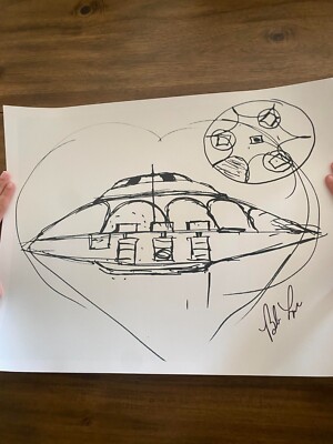 Bob Lazar Sport Model UFO Sketch Print Signed 16x20 Poster Area 51 ...