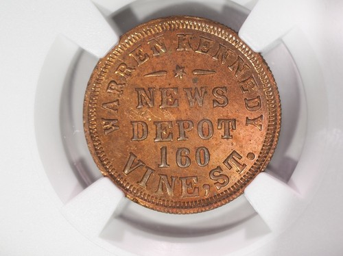 1864 Civil War Token,,F-165CJ-4a,Warren Kennedy News Depot,NGC MS63 ...