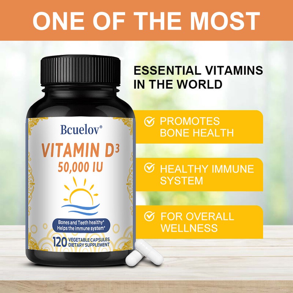 Vitamin D3 120 Capsules Extra Strength D3 Supplements with 50000 IU US ...