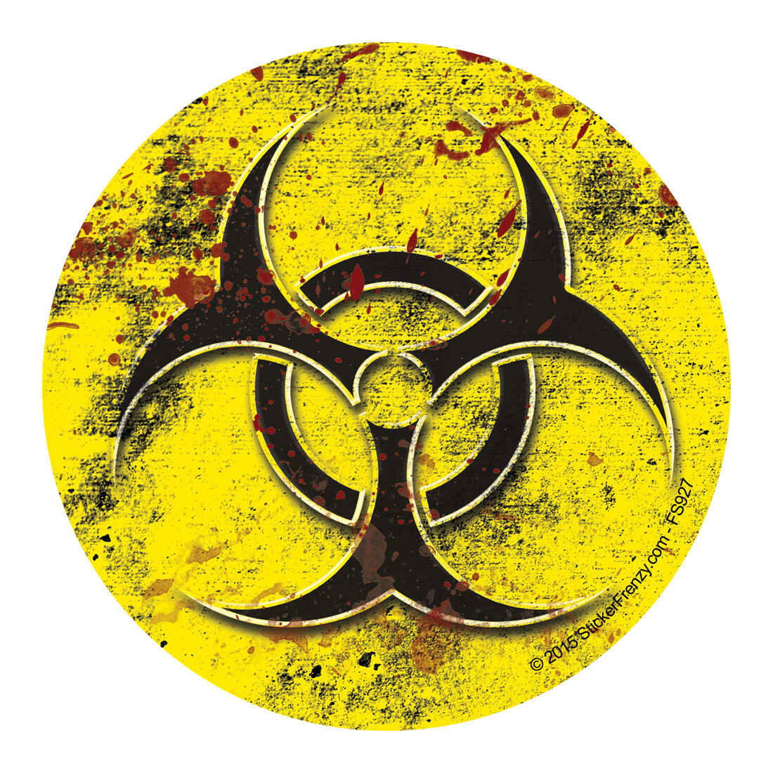 REFLECTIVE Biohazard Yellow Grunge Round Sticker FS927-REF | eBay
