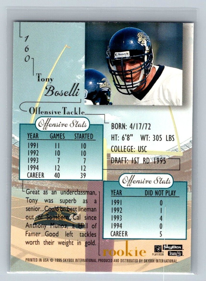 1995 SkyBox Premium #160 Tony Boselli RC | eBay UK