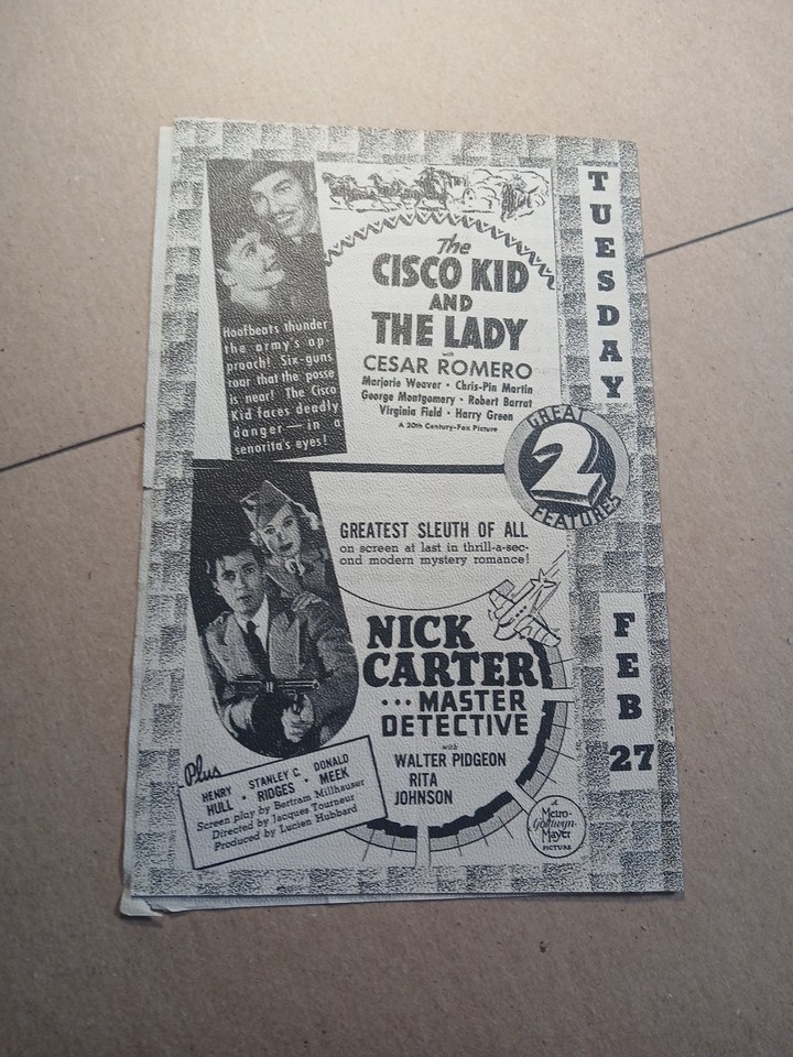 Feb 22, 1939 Theatorium Lykens " The Earl Of Chicago " Movie Bill | eBay