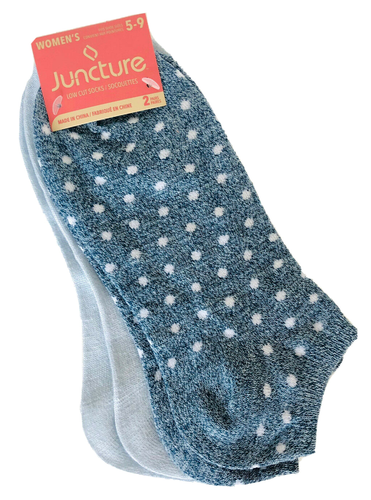 Juncture Women’s Low Cut Socks 2 Pairs In 1 Pack Blue Fits Shoe Sizes 5 ...