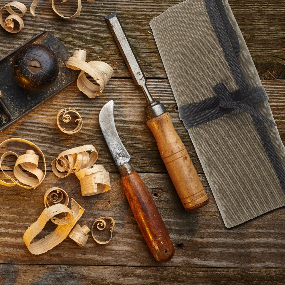 Chisel Tool Bag Canvas Tool Roll Bag Roll up Tool Bag Organizer with ...