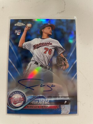 2018 Topps Chrome Rookie Auto Blue Refractor Felix Jorge #d /150 Twins ...