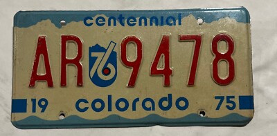 LICENSE PLATE COLORADO CENTENNIAL 1975 AR 9478 | eBay