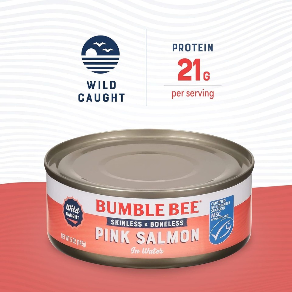(5 Pack) Bumble Bee Wild Caught Pink Salmon in Water, Skinless ...