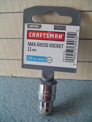 CRAFTSMAN Max Axess 1/4" Drive 11mm 6 Pt. Go-Thru Pass-Through Socket ...