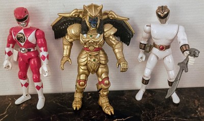 Vintage 90s Oversized Power Ranger Lot 3- Goldar,Red & White Ranger W ...