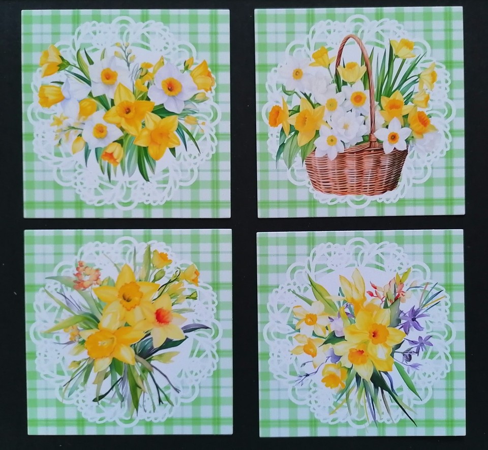 4 x CARD MAKING TOPPERS CRAFT CLEAROUT EASTER SPRING DAFFODILS ST ...